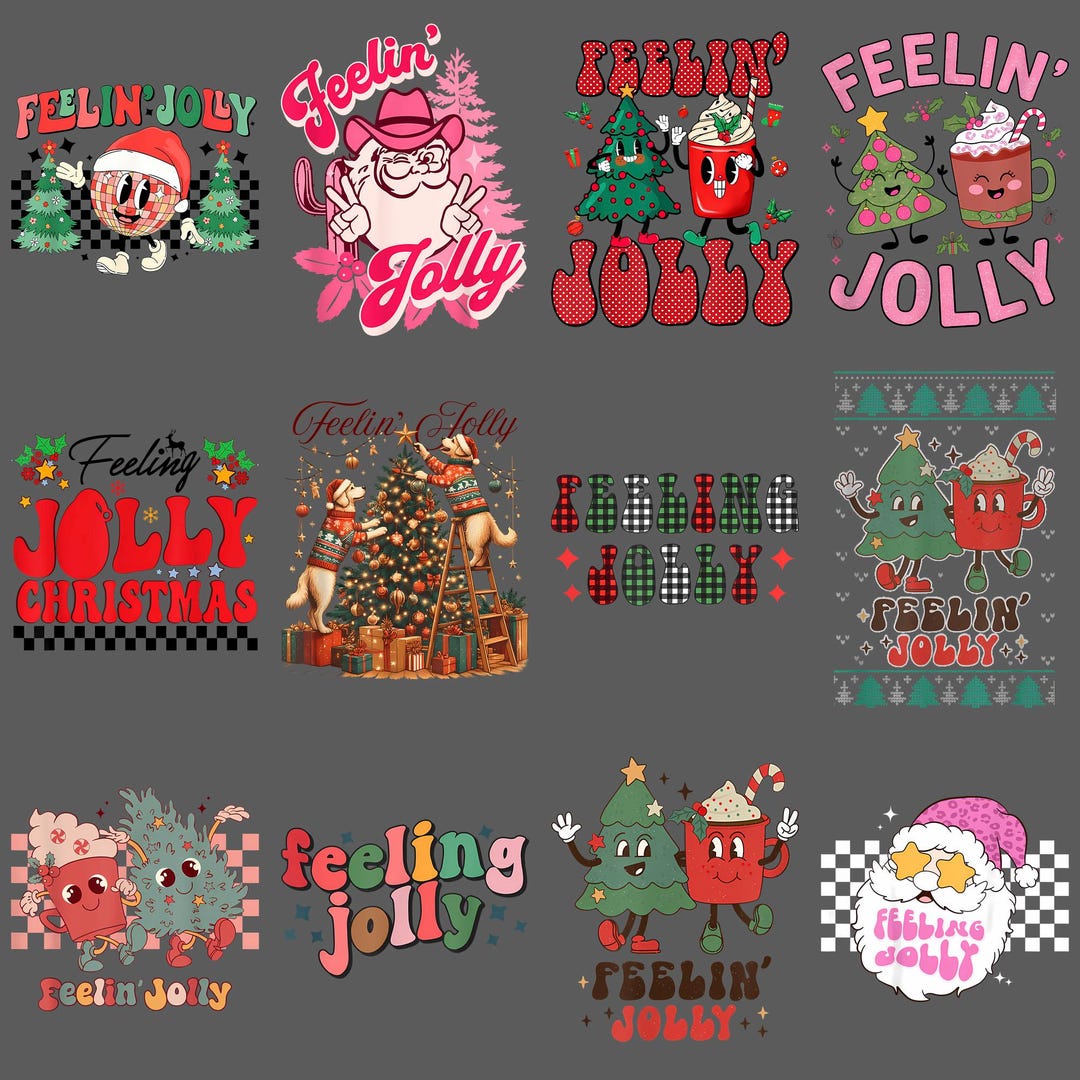Feeling Jolly Retro Christmas PNG, Funny Holiday Humor Clipart ...