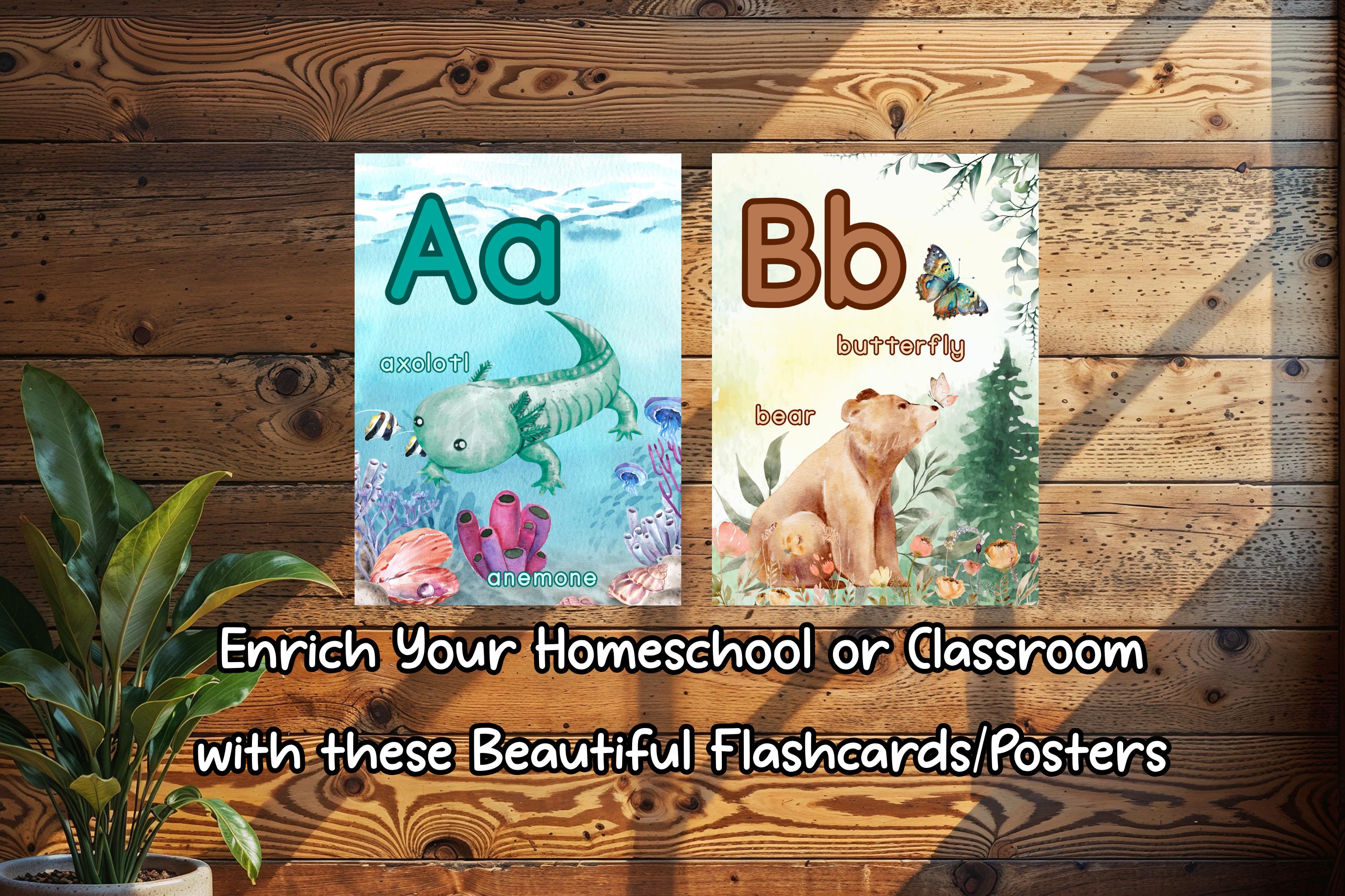 Nature ABC Flashcards | Montessori | Watercolor | Homeschool Preschool ...