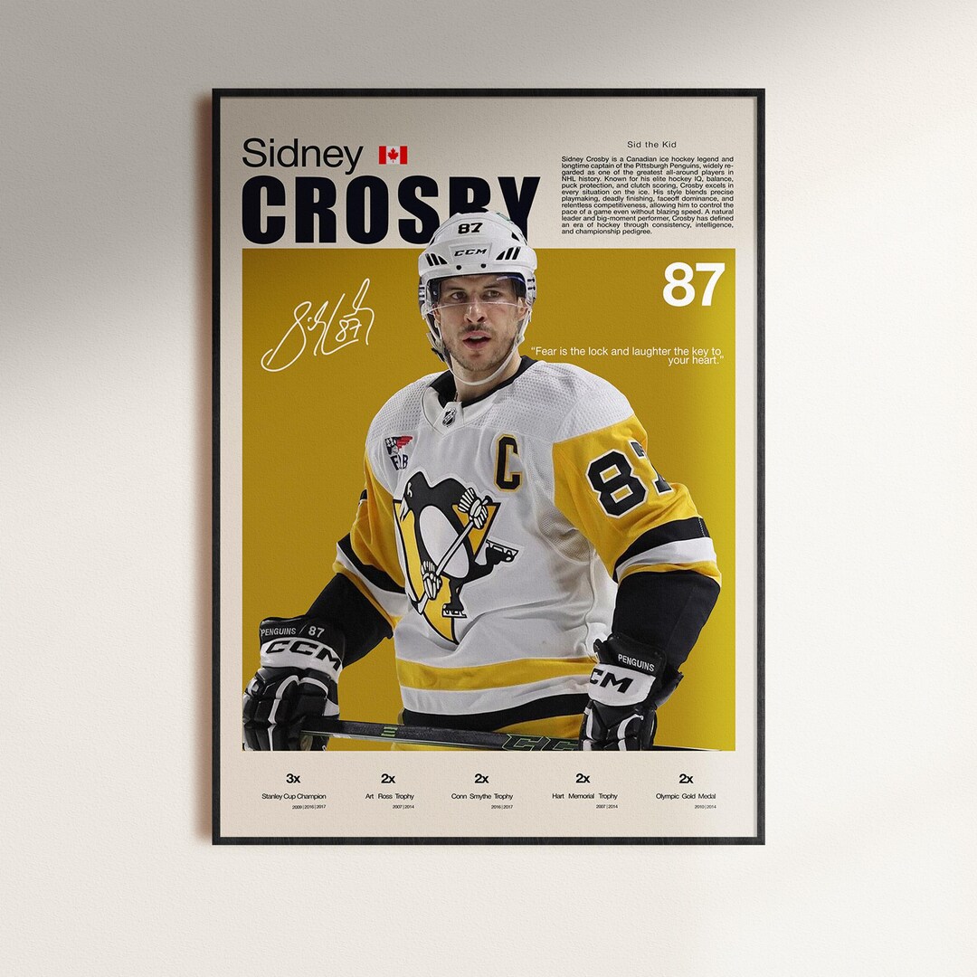 Sidney Crosby Poster, NHL Wall Art, Penguins Hockey Print, Digital ...