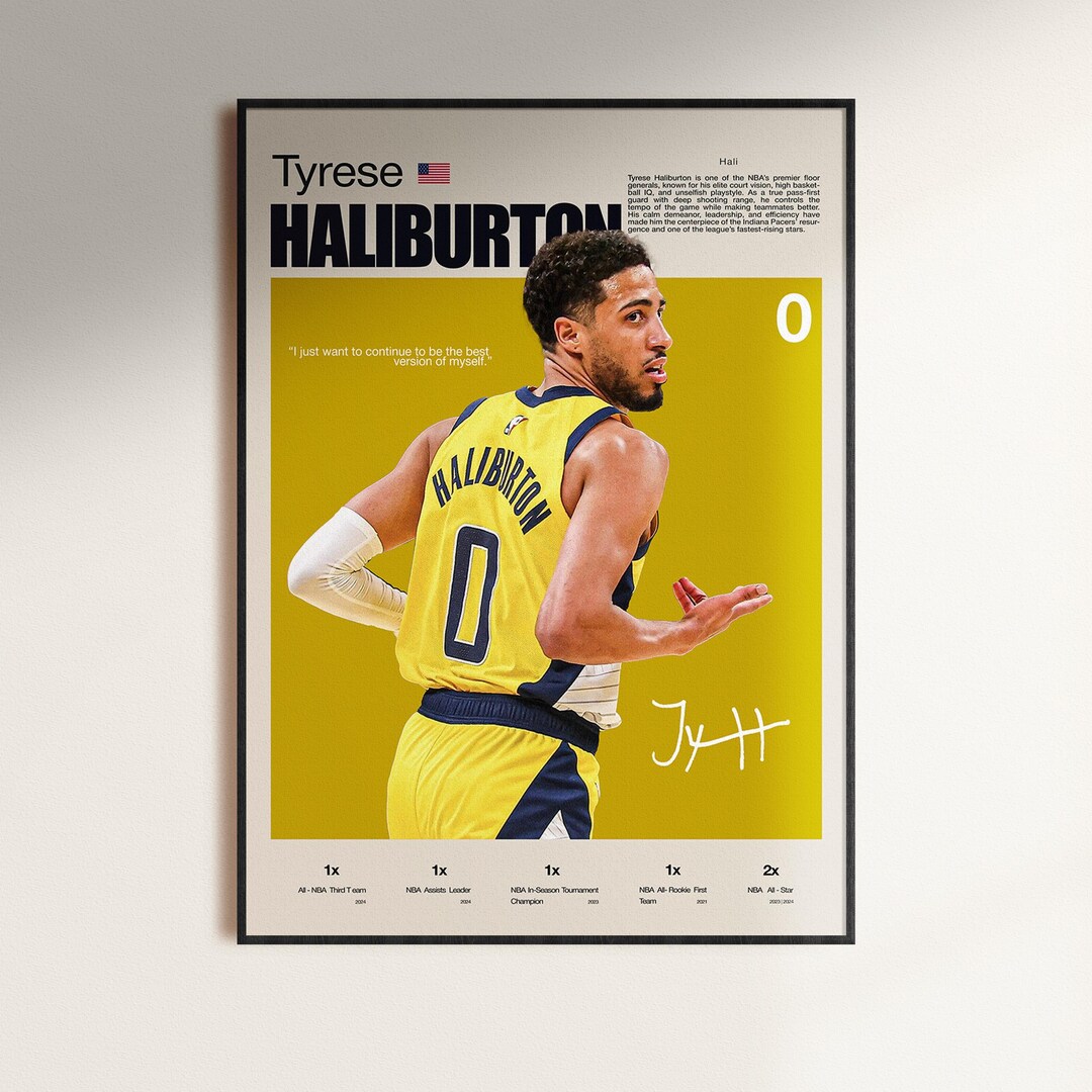 Tyrese Haliburton Poster, NBA Poster, Basketball Poster, NBA Basketball ...