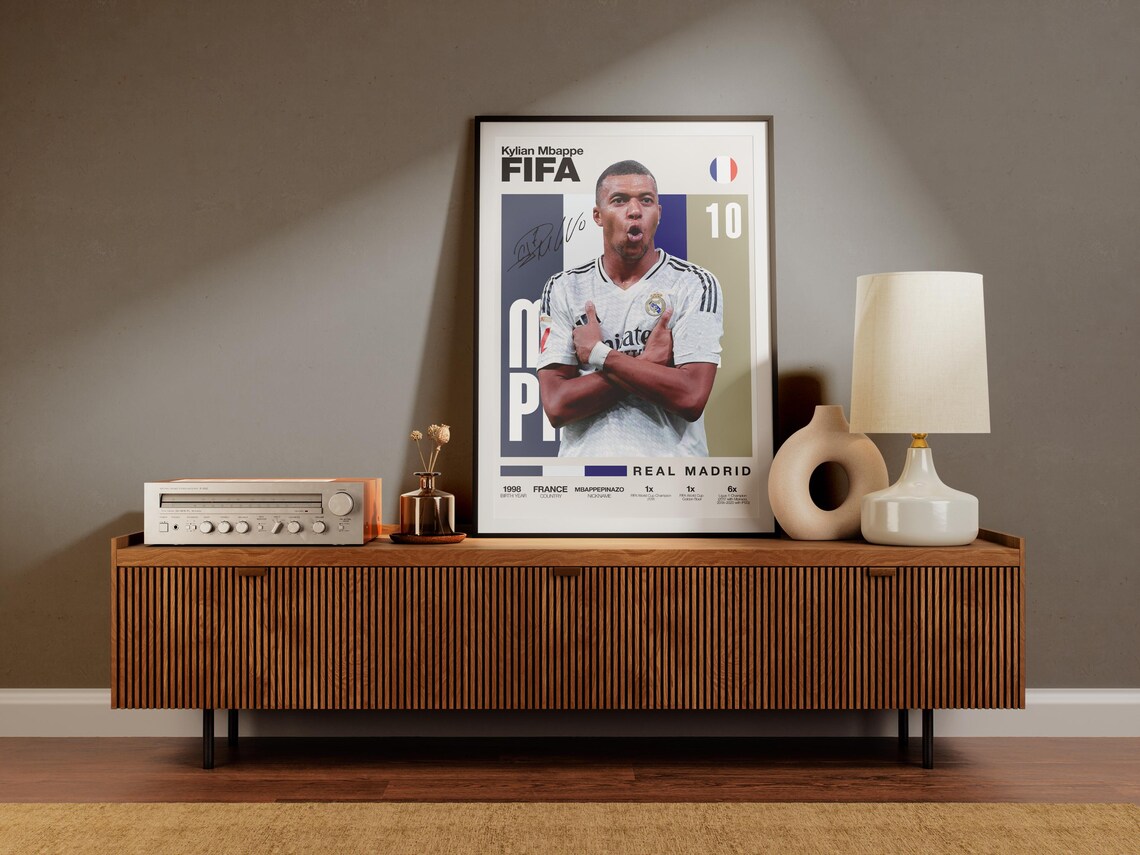 Kylian Mbappé Poster, Soccer Wall Art, Football Print, Digital Download ...