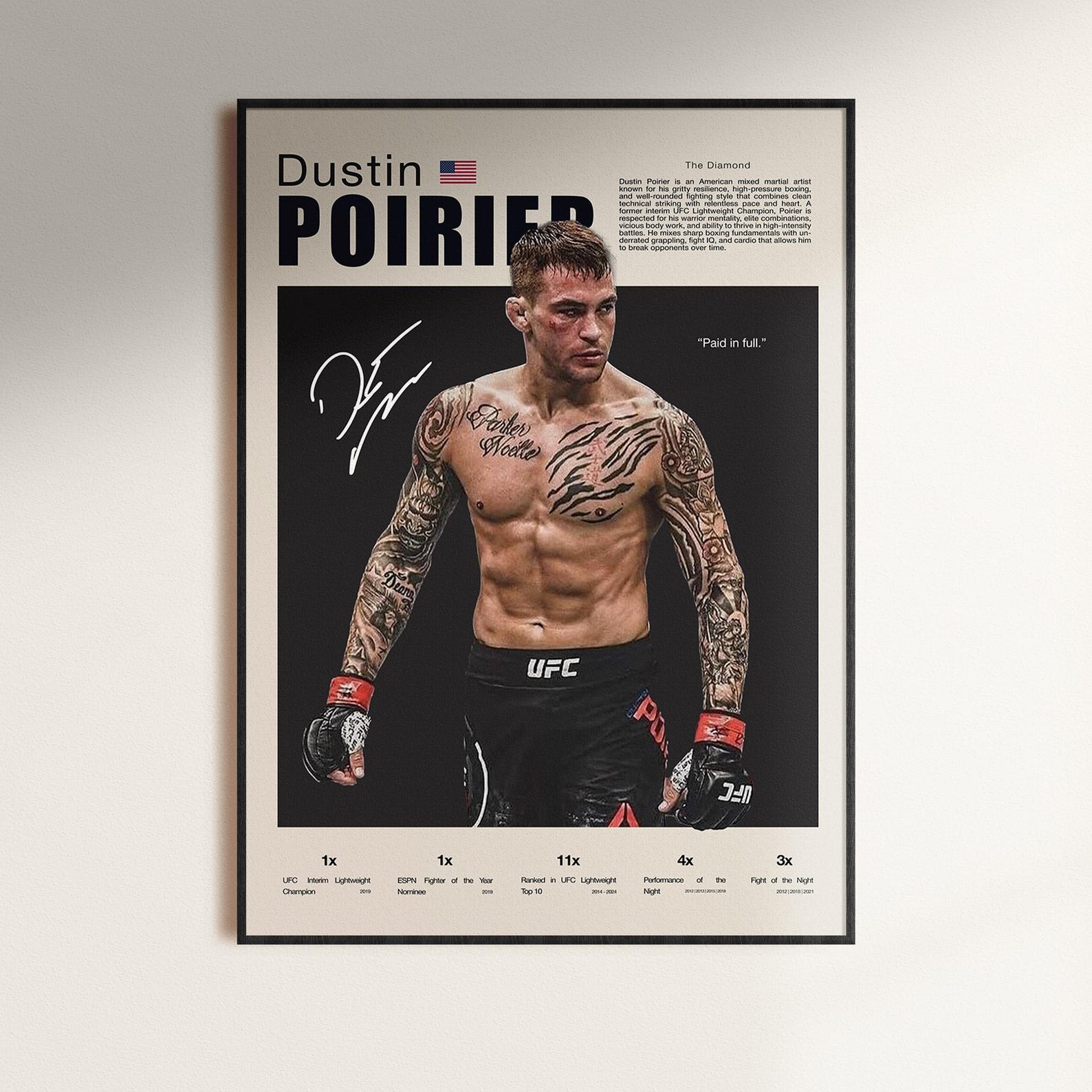 Póster de Dustin Poirier, arte mural de UFC, descarga digital de Dustin ...