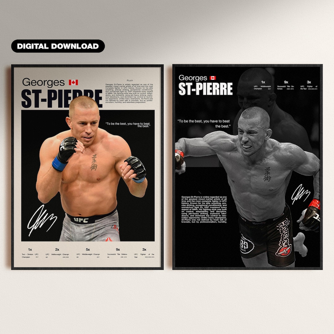 Georges St Pierre Poster, UFC Wall Art, GSP MMA Legend Print, Digital ...