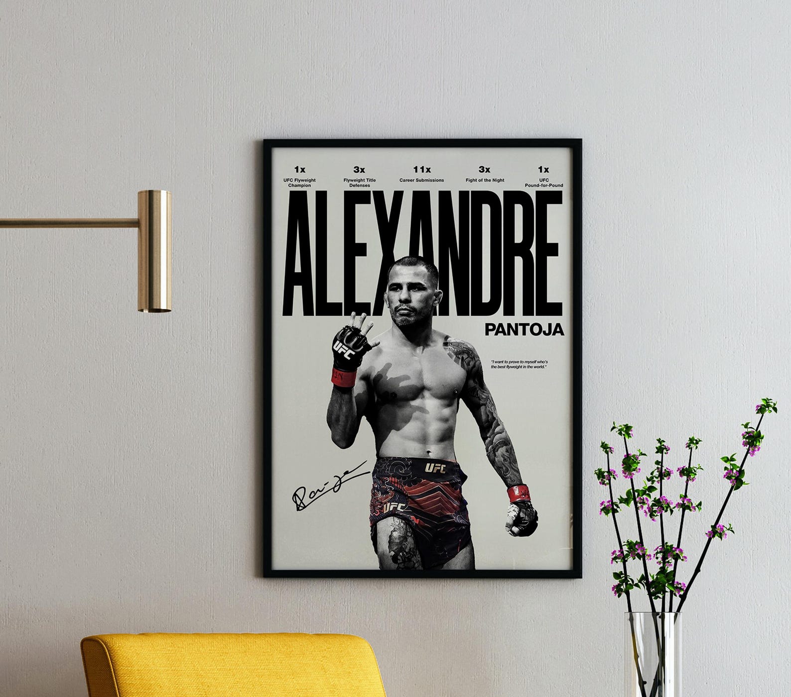 Alexandre Pantoja Poster, UFC Wall Art, Flyweight Champion Print, MMA ...