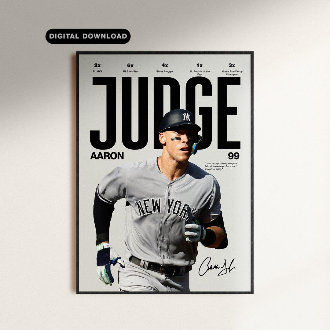 Aaron Judge Poster | New York Yankees Wall Art | MLB Baseball Print ...