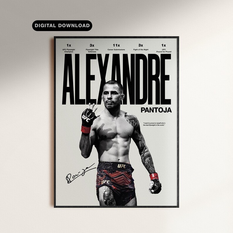 Alexandre Pantoja Poster, UFC Wall Art, Flyweight Champion Print, MMA ...