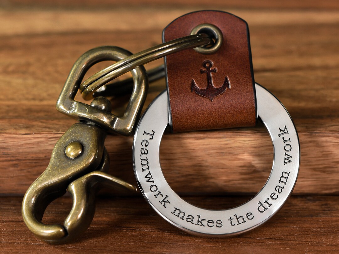 Custom Staff Appreciation Leather Keyring, Co Worker Leather Keychain ...