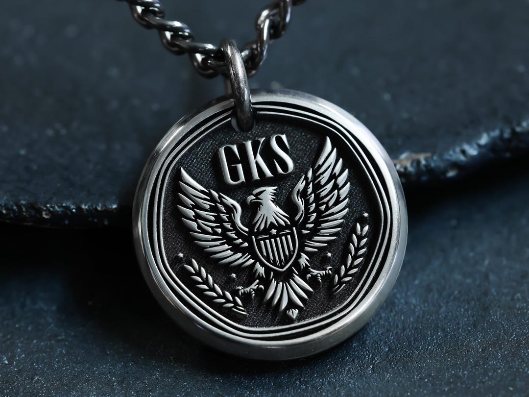 TITANIUM Custom Eagle Tactical Necklace - Mens Pure Titanium Pendant ...