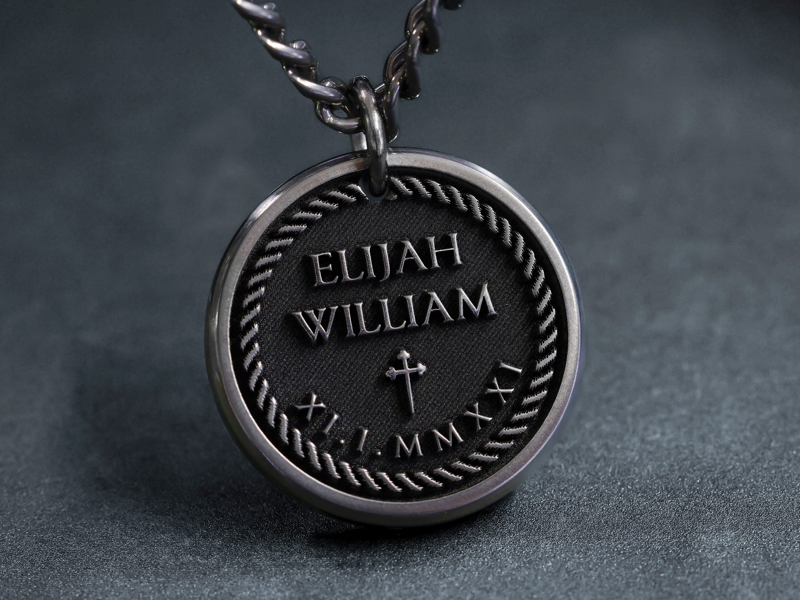 TITANIUM Memorial Loss Name Necklace, Remembrance Necklace for Men ...