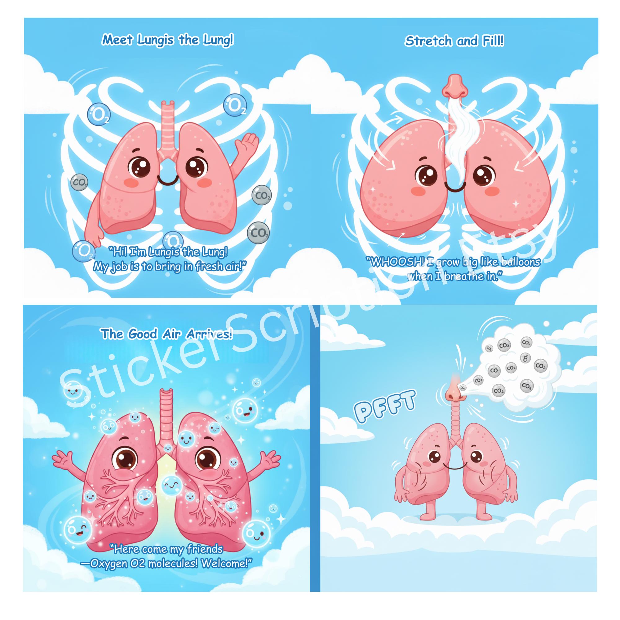Kids Anatomy Book: Lungie the Lung Storybook (educational PDF) - Etsy