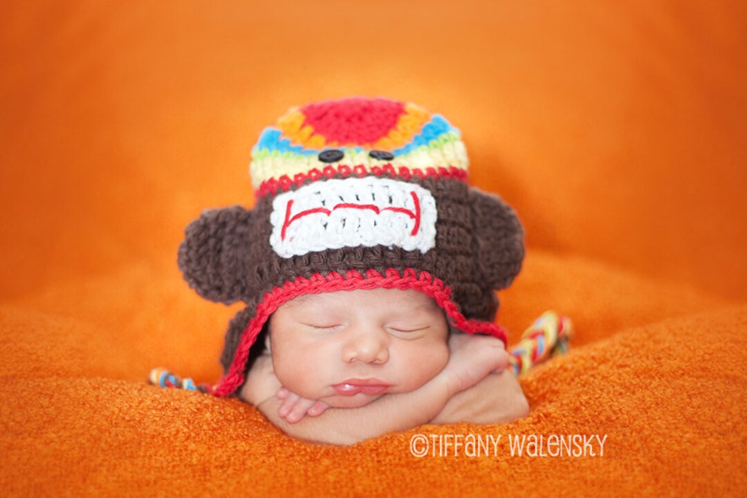 Rainbow Sock Monkey Hat - Etsy