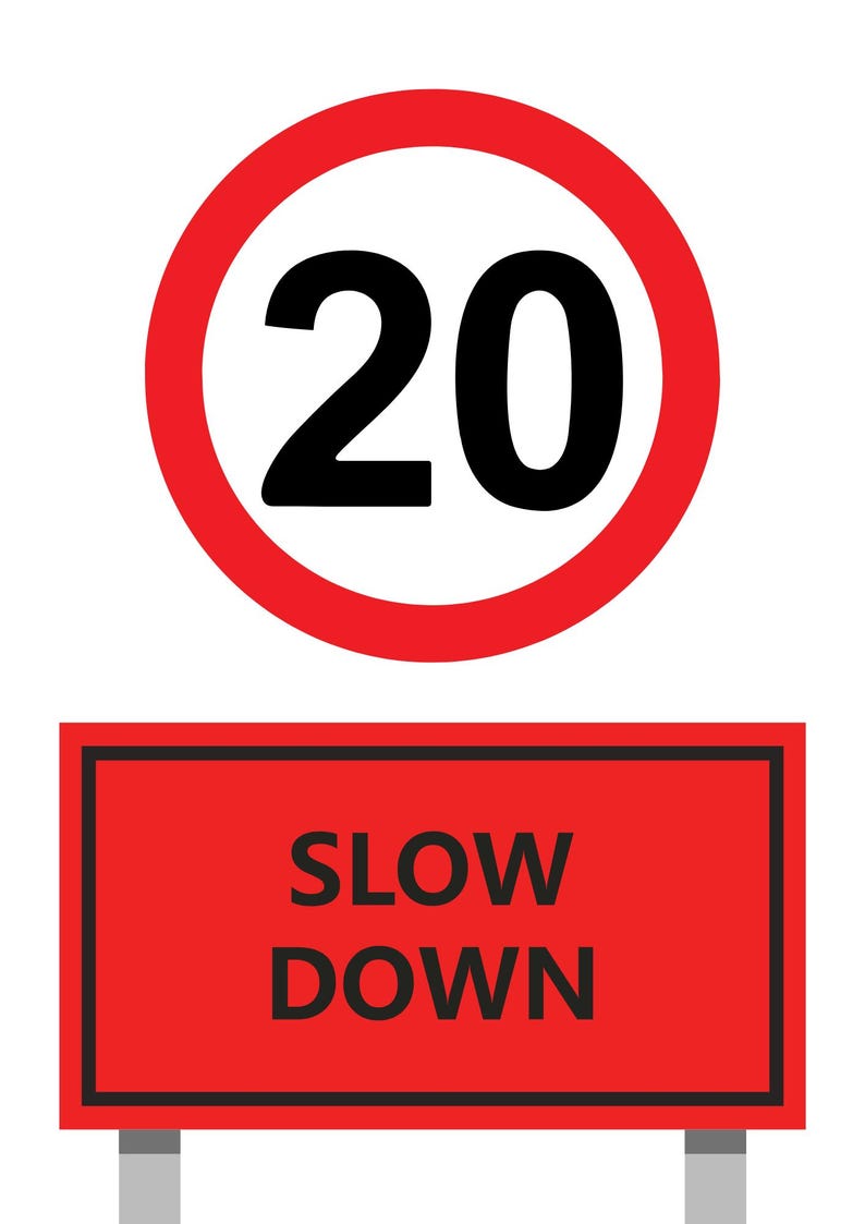 20 MPH Speed Awareness Sign – Printable Road Safety Poster (digital ...