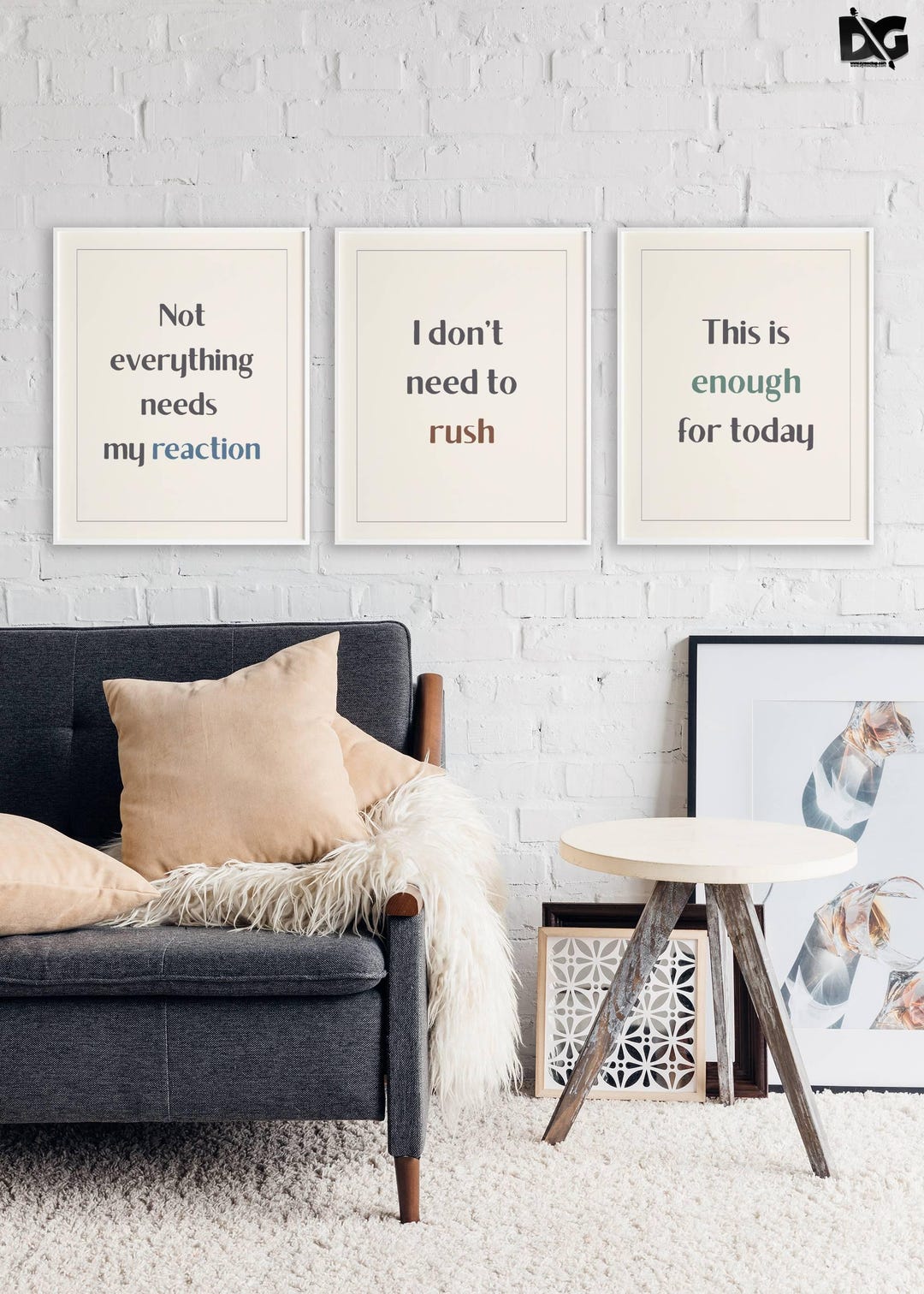 Affirmation Wall Art Set of 3, Calm Neutral Quote Prints, Minimal ...