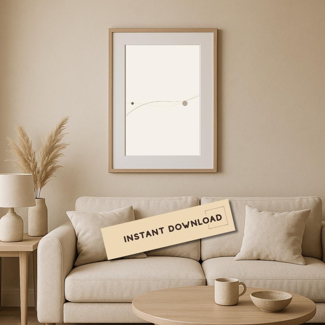 Soft Neutral Abstract Line and Dot Wall Art, Warm Beige Minimal ...