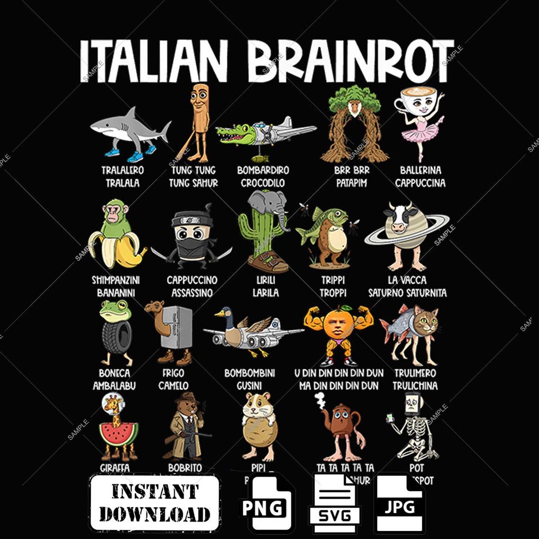 Italian Brainrot Meme for Kids Boy Men Women T-shirt Png, Kids, Boy ...
