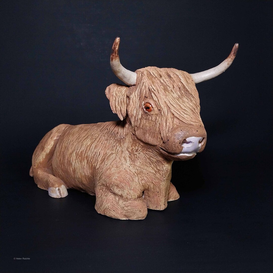Scottish Highland Cow Sculpture Ceramic Stoneware - Etsy
