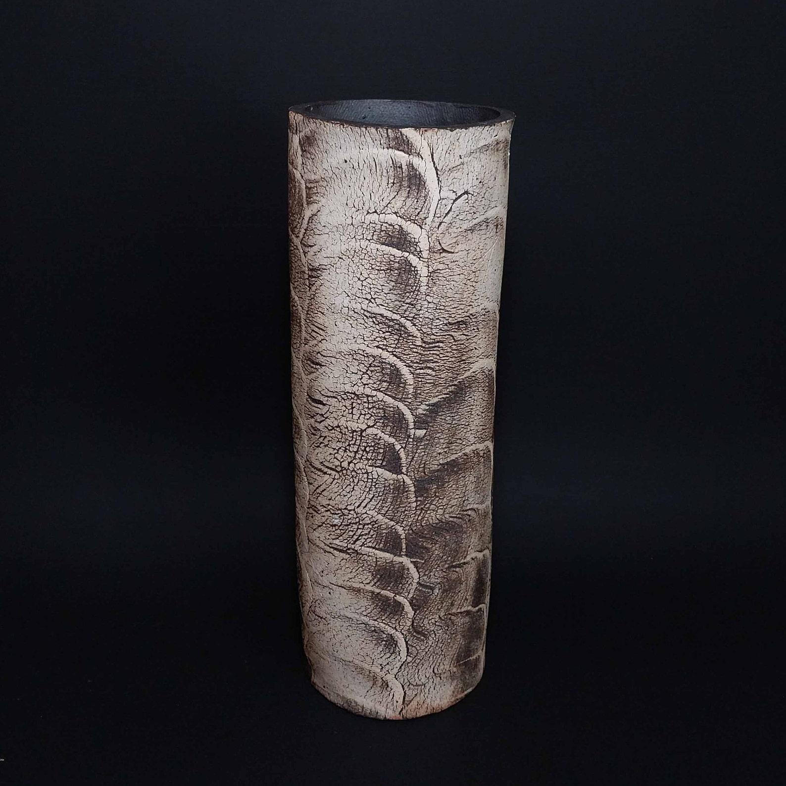10 Inch Cylinder Vase Kohiki Texture Ceramic Stoneware - Etsy