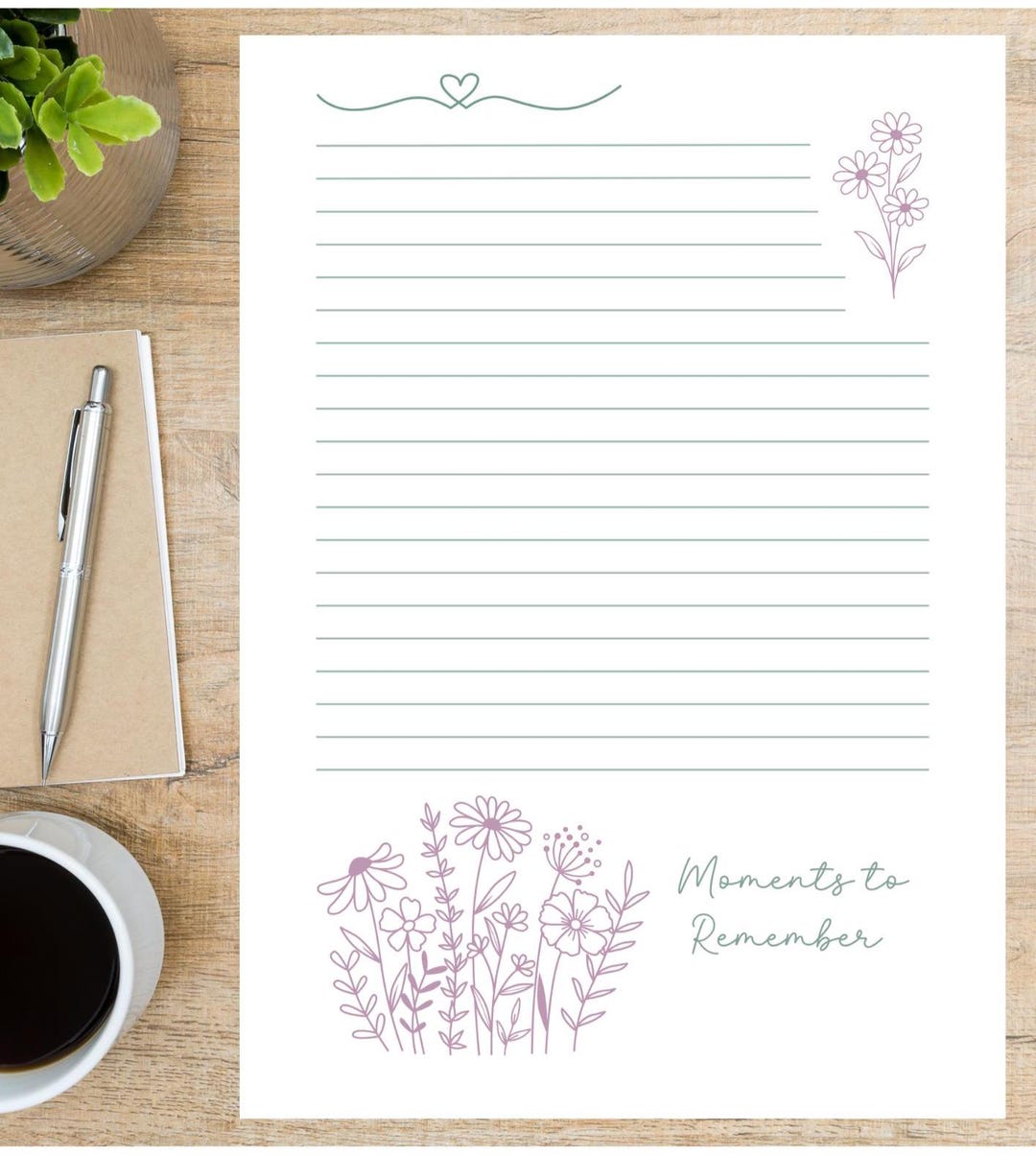 Botanical Writing Paper Set Printable, Floral Letter Paper - Etsy