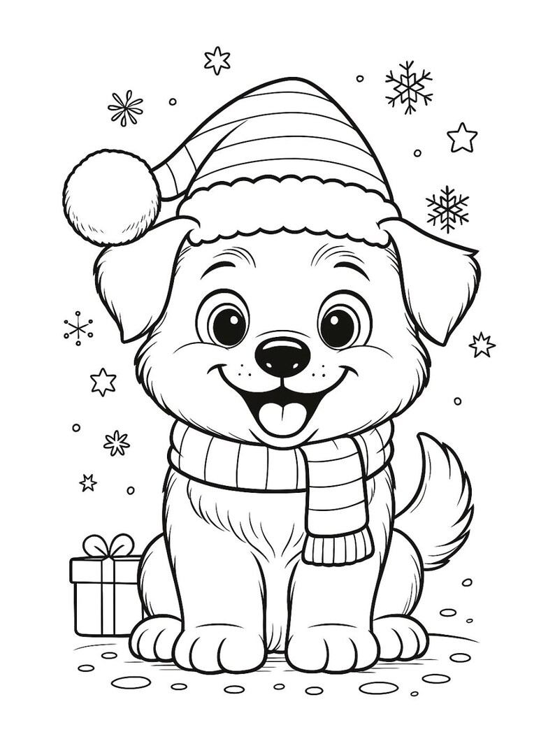 Christmas Animal Coloring Pages for Kids, Winter Printable, Digital ...