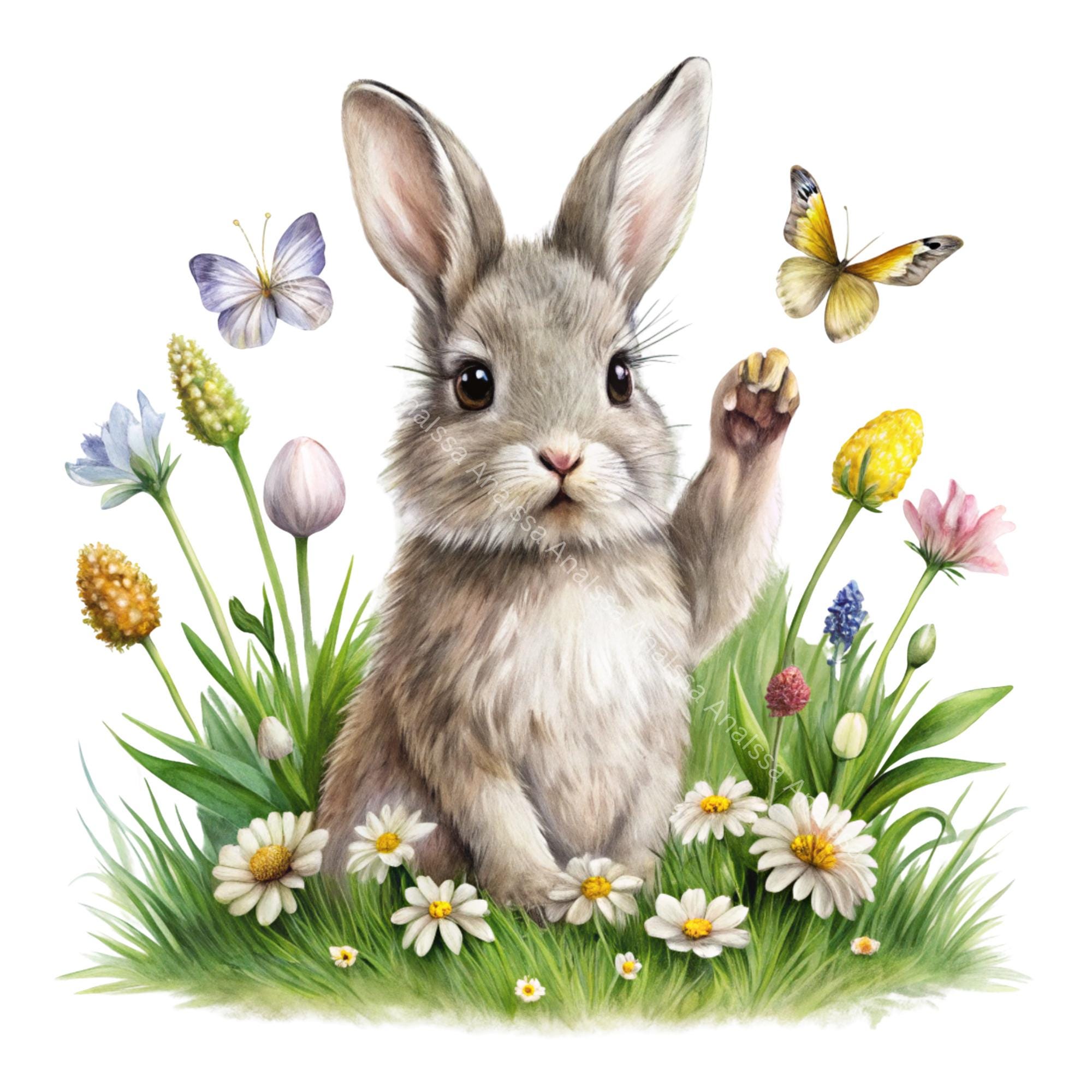 Watercolor Easter Bunny Clipart – Pastel Spring Art Bundle (digital ...