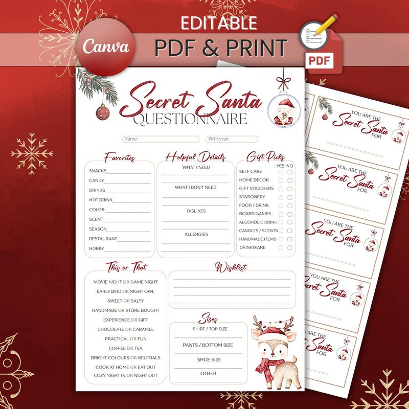 Editable Canva Secret Santa - Etsy
