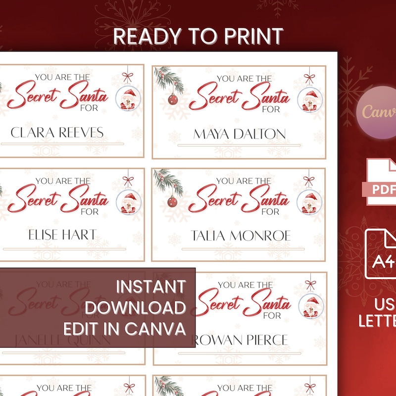 Secret Santa Tags - Etsy