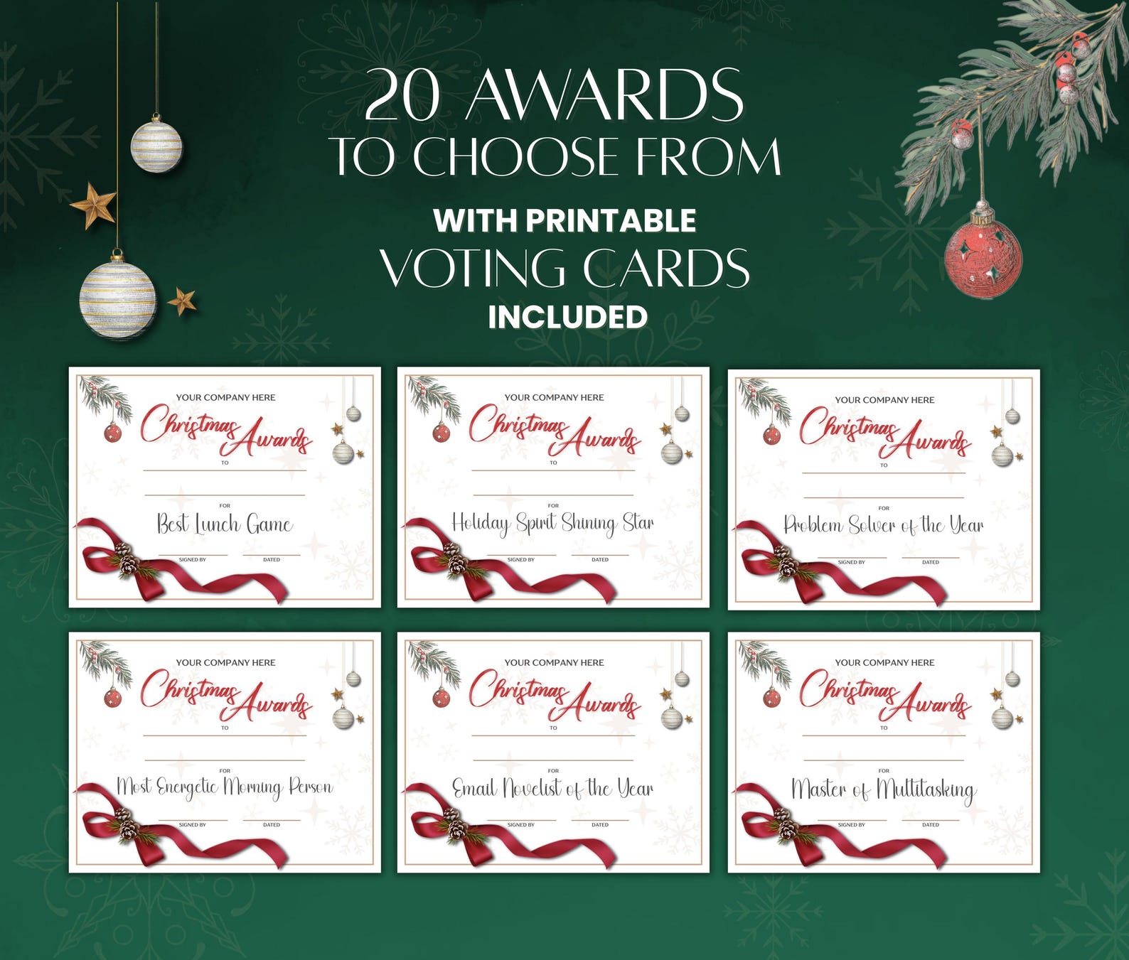 Funny Employee Award Certificate & Voting Bundle - 20 Easy Edit, Office ...
