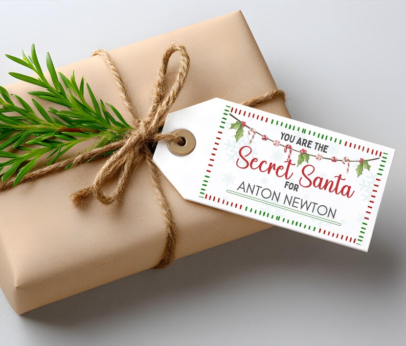 Secret Santa Name Draw Card - Green Christmas Design (PDF & Canva) Gift ...