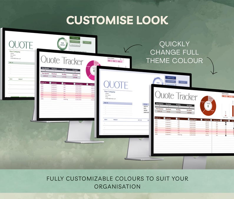 Quote Template & Tracker | Excel Google Sheets Automated Quotation Tool ...