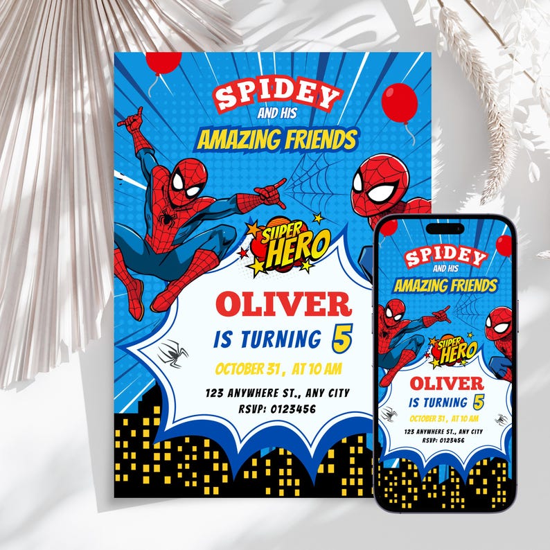 Editable Spider-man Birthday Invitation | Printable Spidey Party ...
