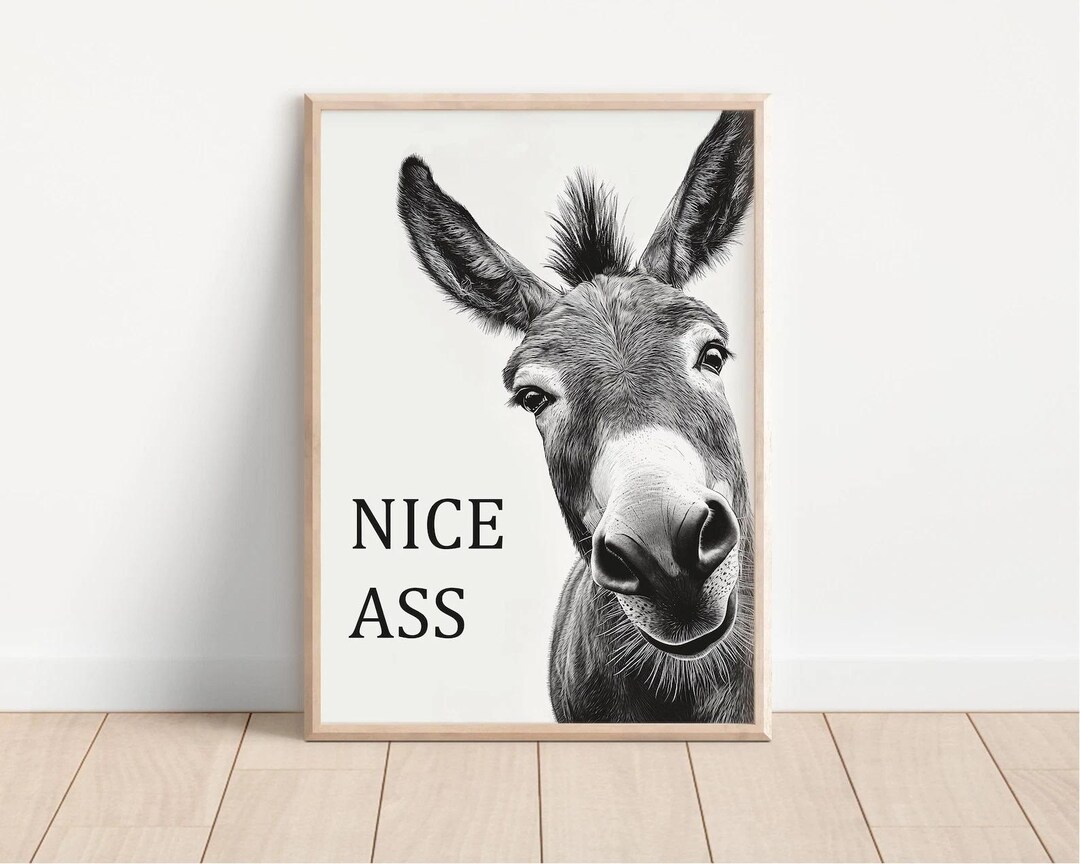 Donkey Quote Minimal Funny Animal Wall Art Poster - Etsy