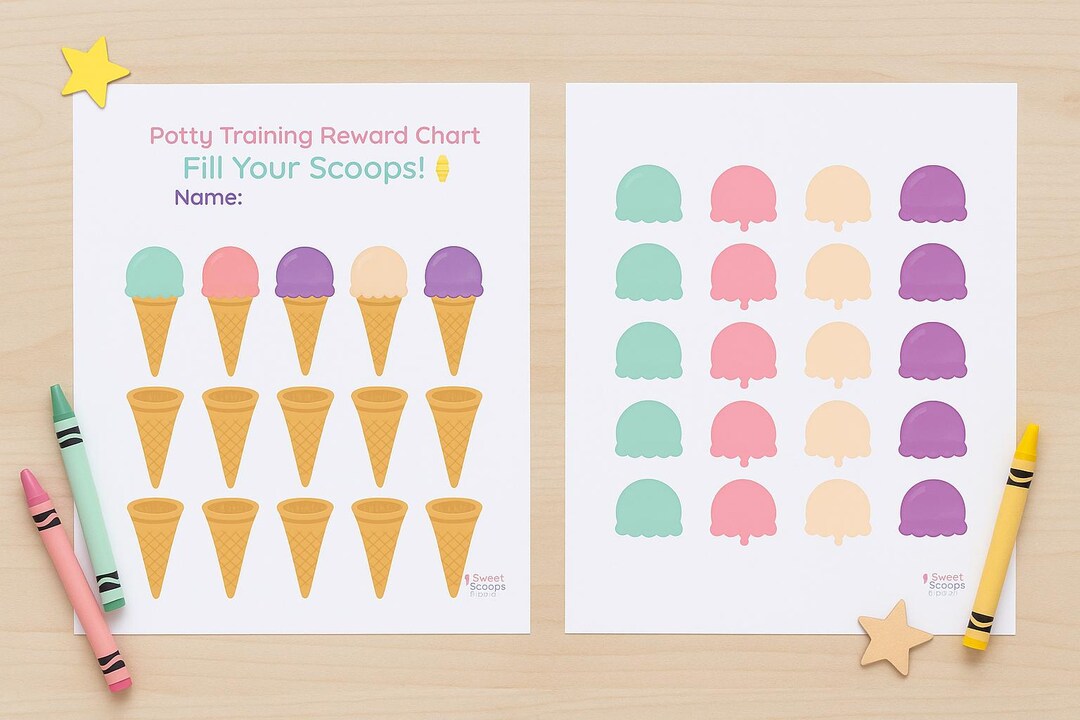 Ice Cream Potty Training Reward Chart | Kids Printable With Stickers ...