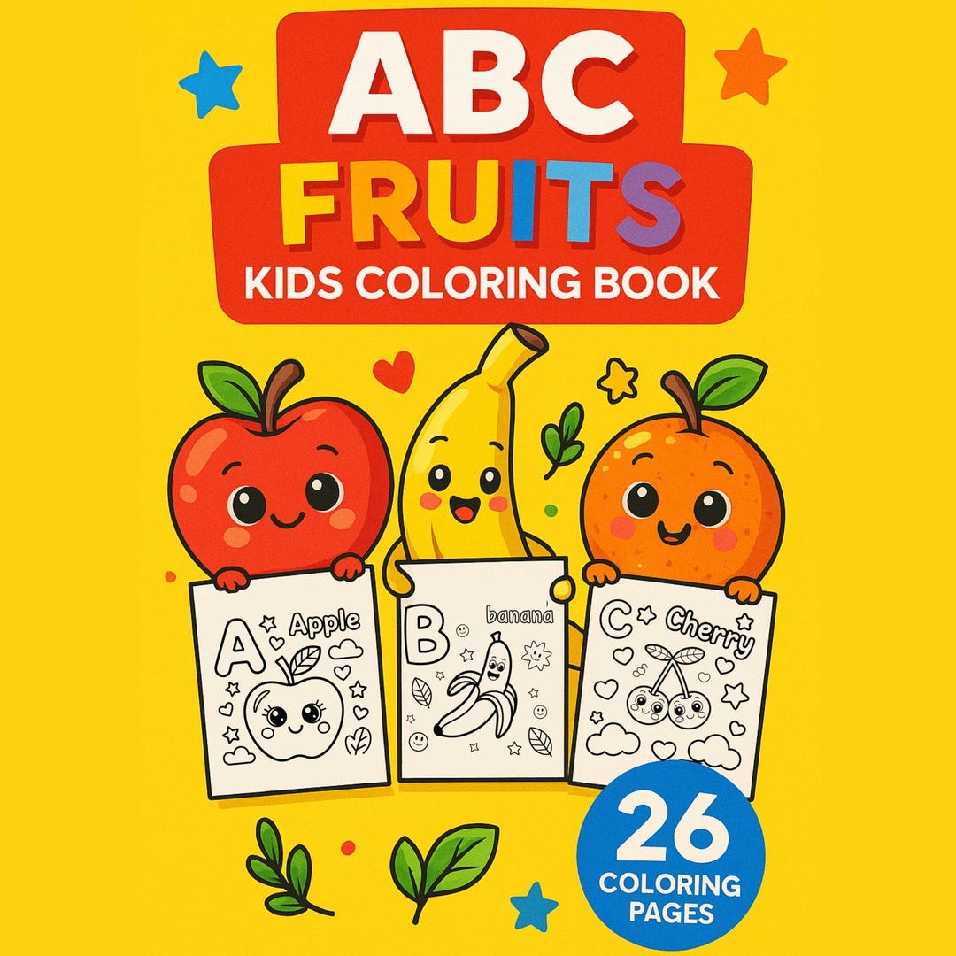 ABC Fruits Kids Coloring Book · 26 Alphabet Coloring Pages · Instant ...