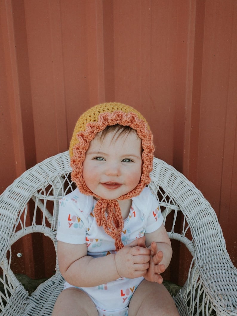 UNION RUFFLE Baby Bonnet Crochet PATTERN | Etsy
