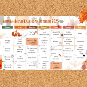 Printable Autumn Movie Calendar - Digital Download - Etsy
