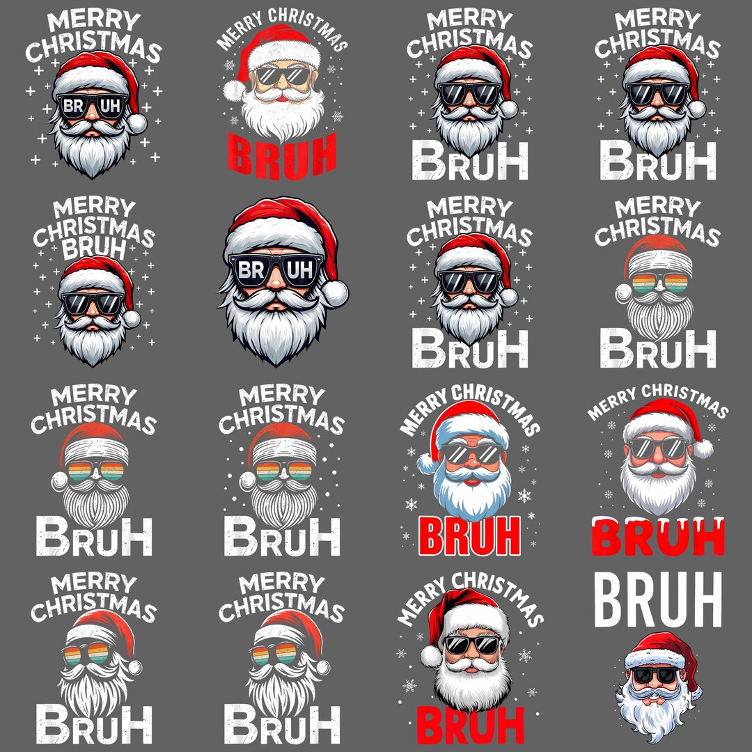 Merry Christmas Bruh PNG, Funny Santa Face Meme Holiday Clipart ...