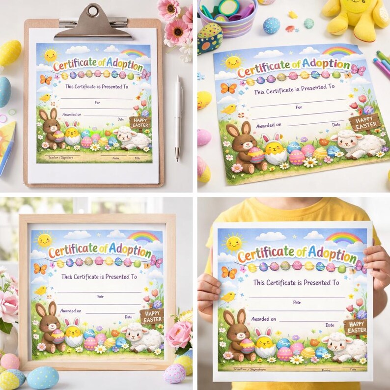 Easter Bunny Adoption Certificate | Kids Printable Activity (digital ...
