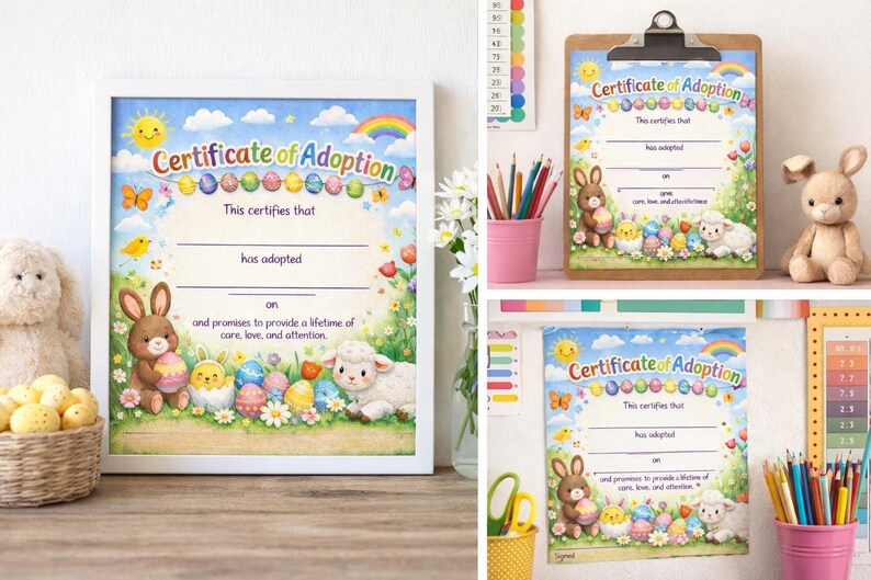 Easter Bunny Adoption Certificate | Kids Printable Activity (digital ...