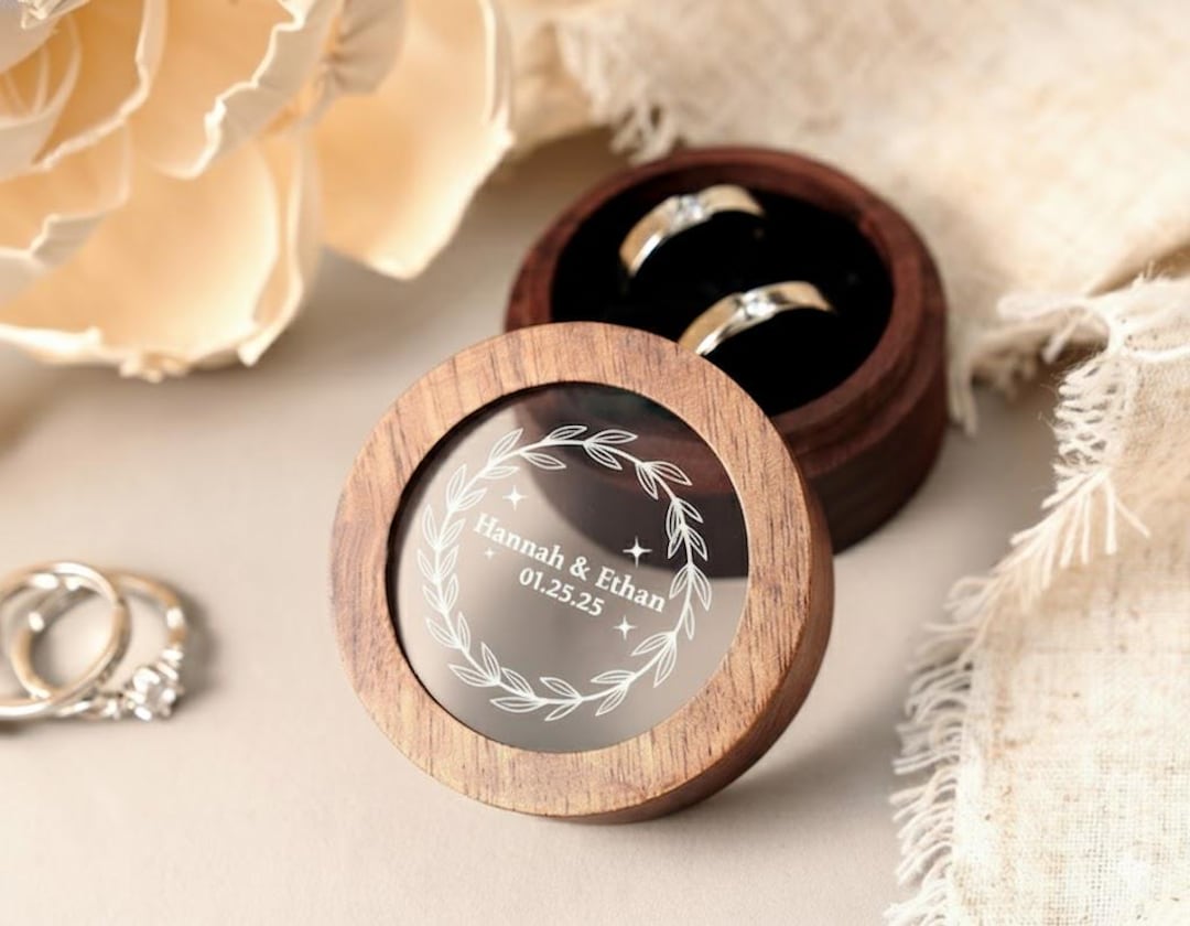 Custom Sparkle Wooden Proposal Ring Holder. Personalized Engraved Box ...