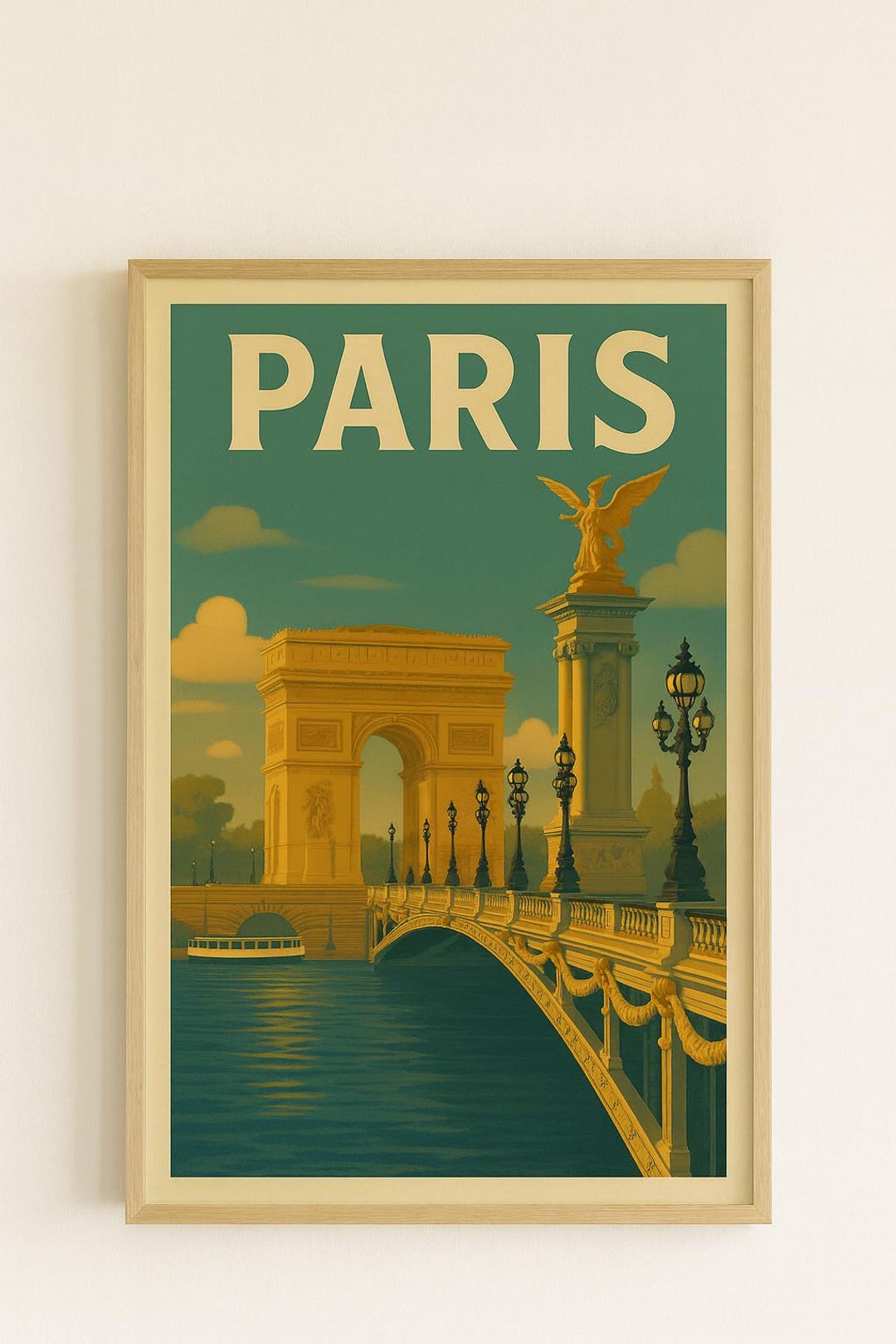 Paris Wall Art – Alexandre III Bridge & Arc De Triomphe Retro Print - Etsy