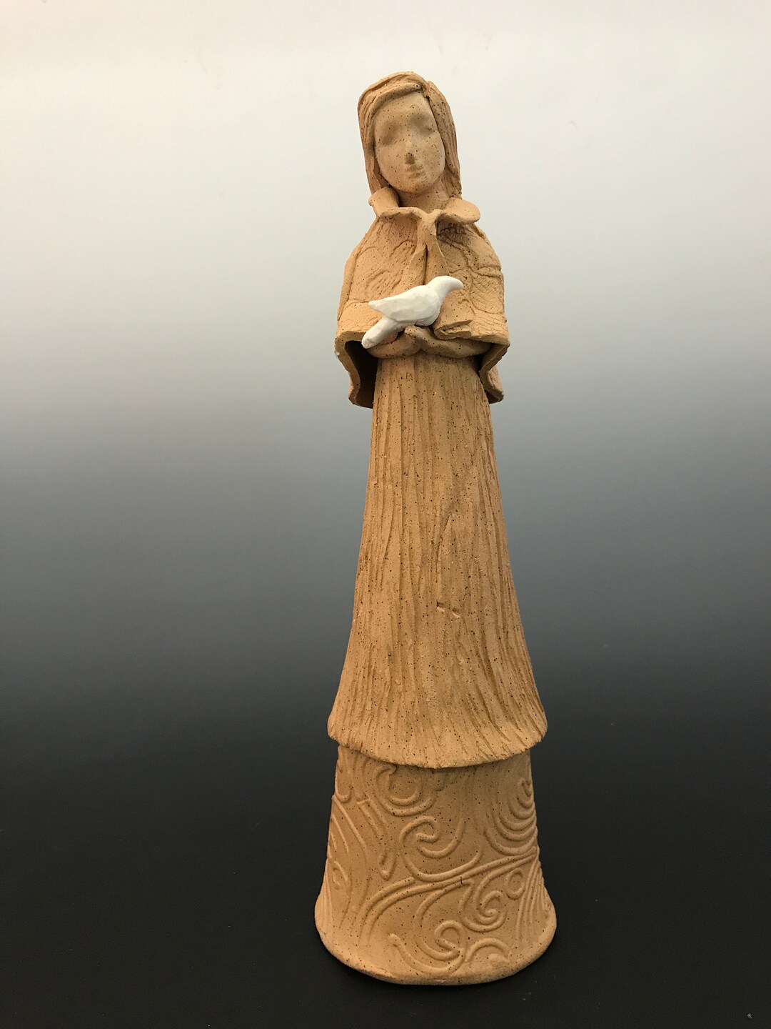 Handmade Stoneware Angel Sculpture With Porcelain Dove, Home Decor - Etsy