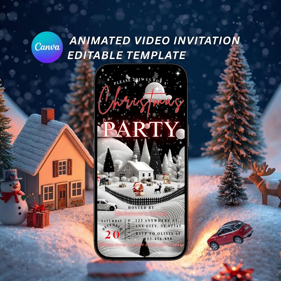 Christmas Party Video Invitation: Winter Wonderland Holiday Invite ...