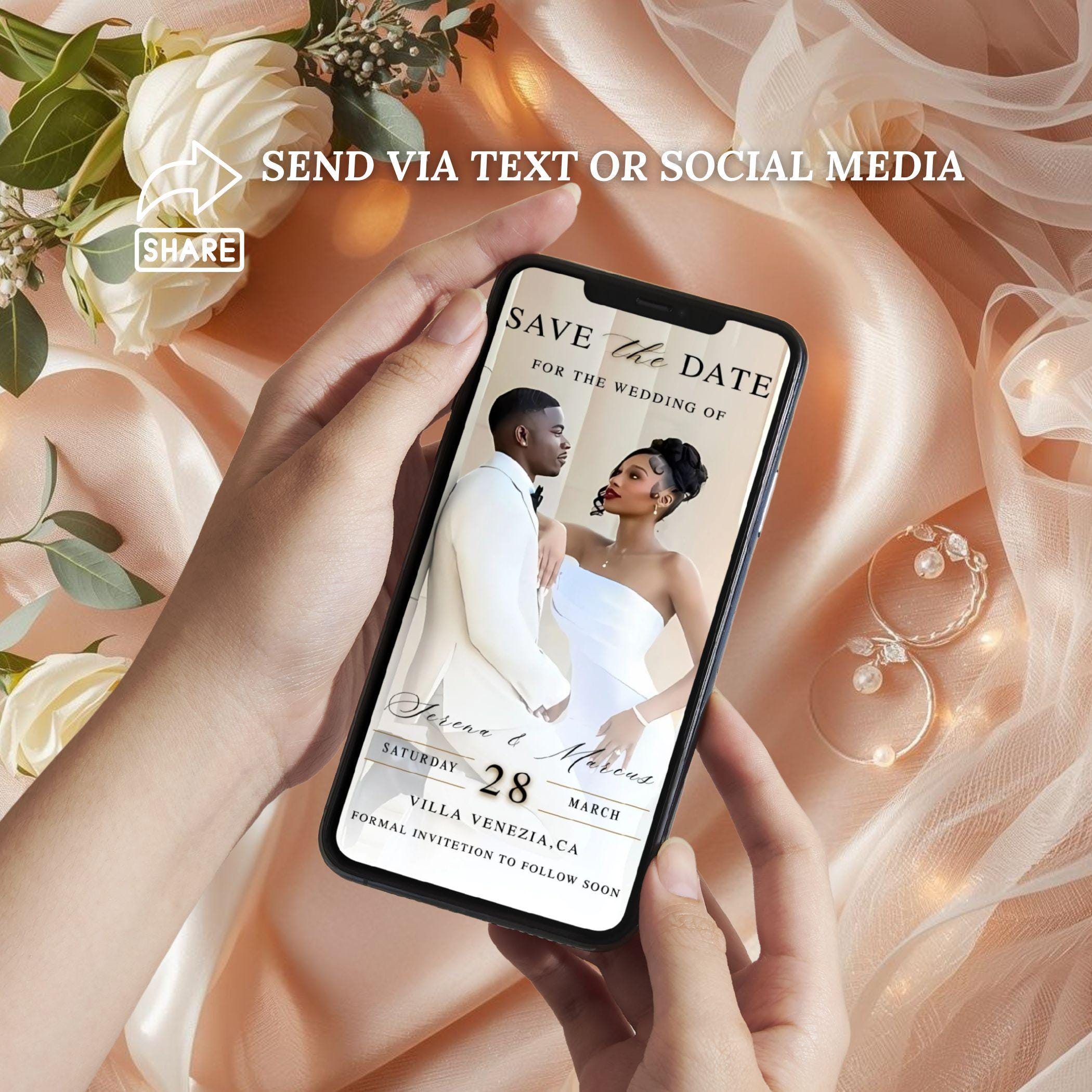 Elegant Save the Date Wedding Video Invitation Template: Animated ...