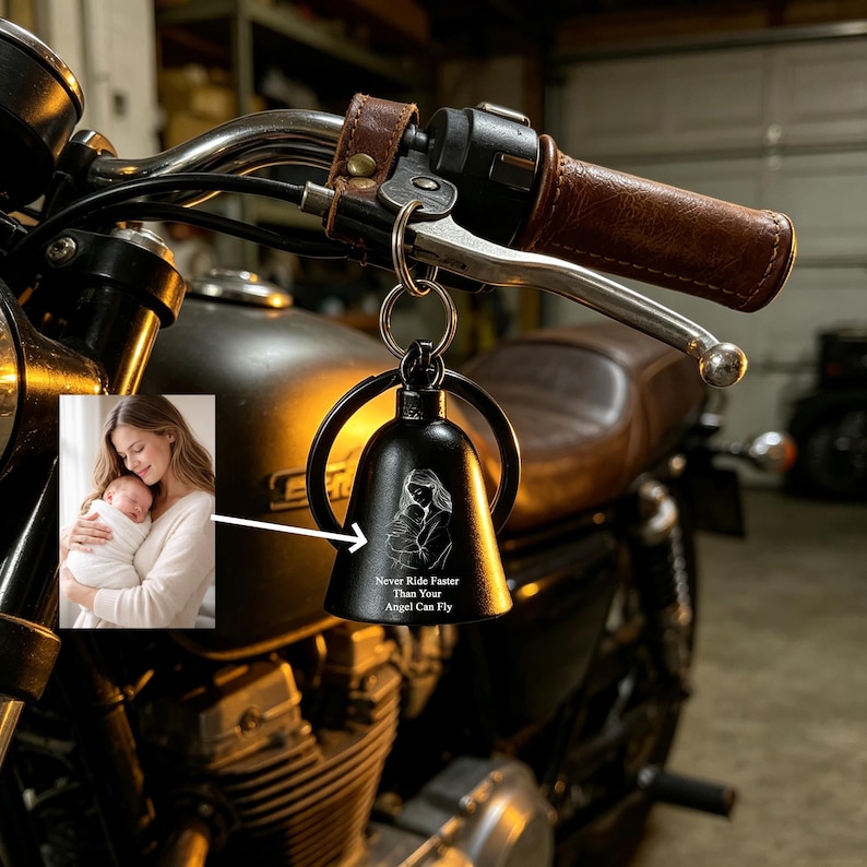 Custom Photo Motorcycle Guardian Bell | Personalized Engraved Biker ...