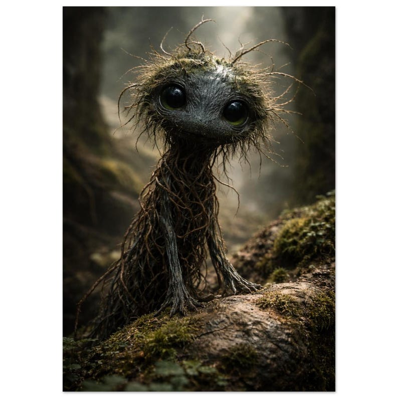 Mystical Forest Creature Wall Art – Dark Fantasy Nature Poster – Fine ...