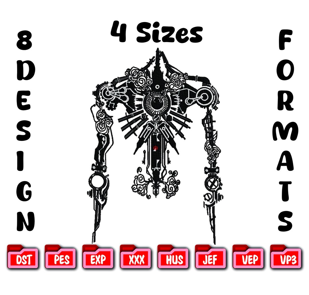 Futuristic Steampunk Sci-fi Embroidery Design (4 Sizes) | Cyberpunk ...