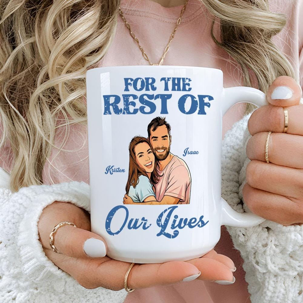 Personalized Couple Mug Set, Custom Portrait Coffee Mugs, Let’s Have ...