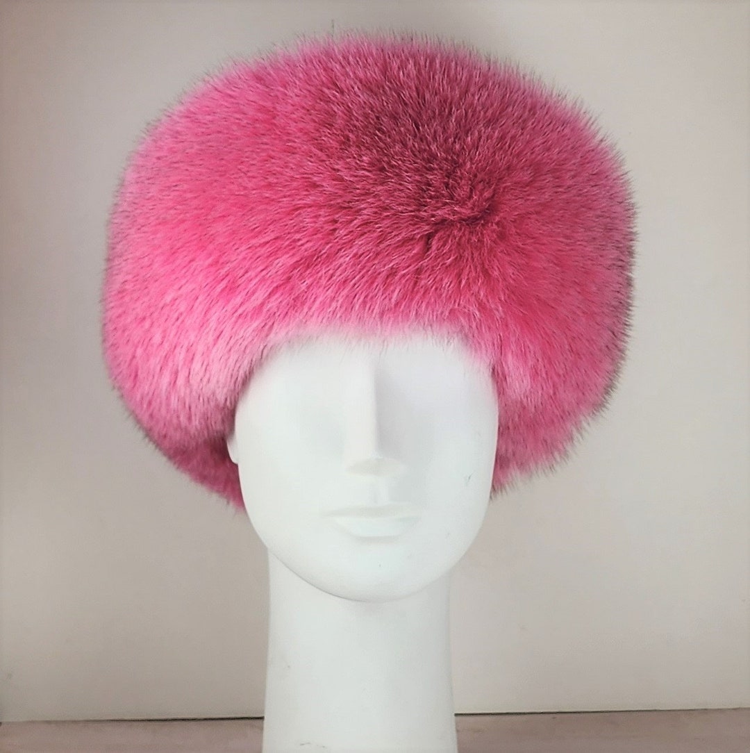 Real Hot Pink Fox Fur Headband Collar Scarf Wraparound New Made in the ...