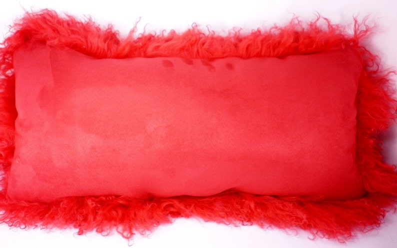 Real Genuine Red Mongolian Tibetan Lamb Fur Pillow New Usa - Etsy