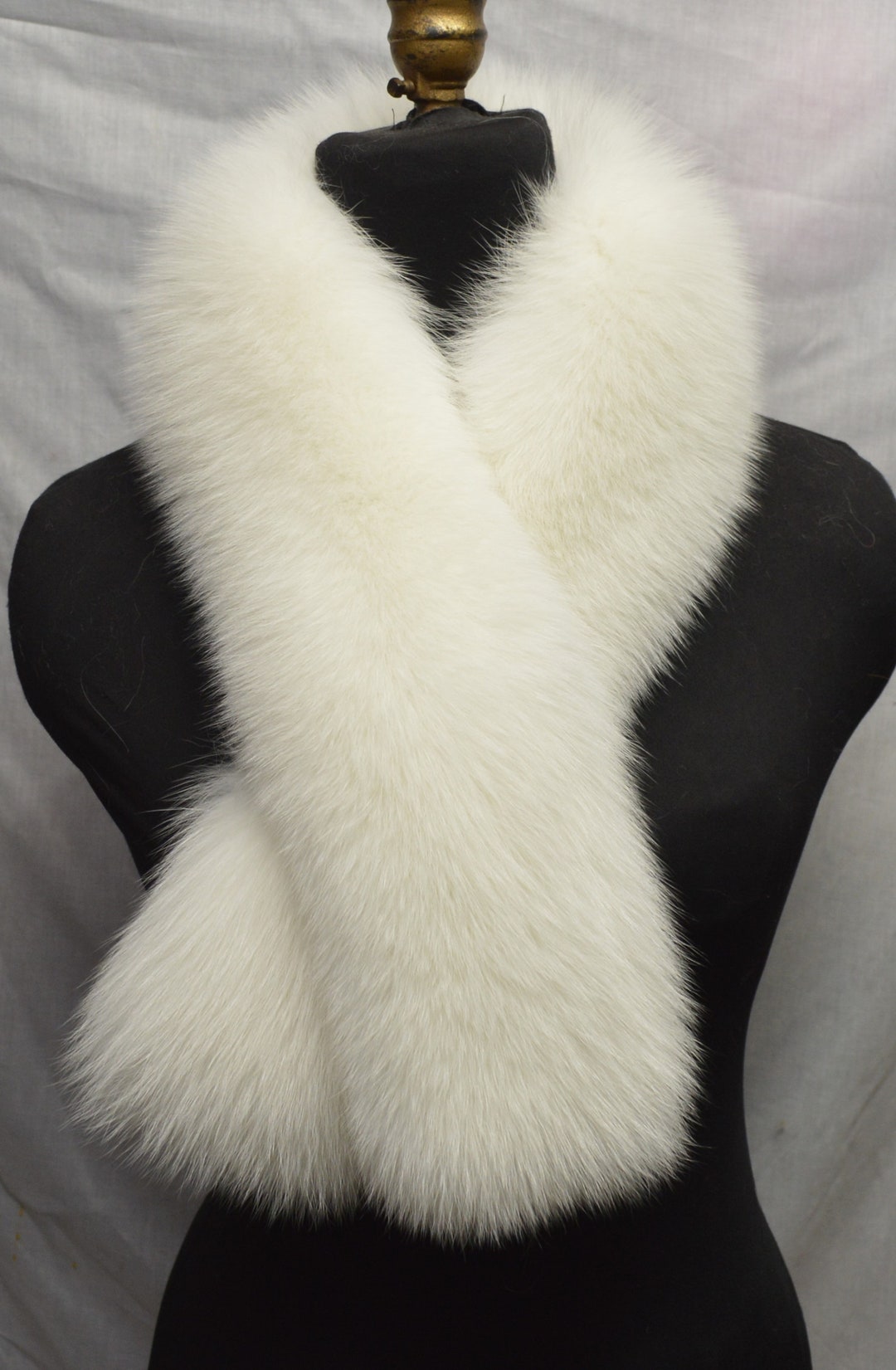 Real White Fox Fur Scarf Collar Neck Warmer off White Genuine New ...